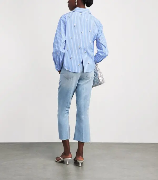 L'Agence Sequinned Floral Stripe Shirt