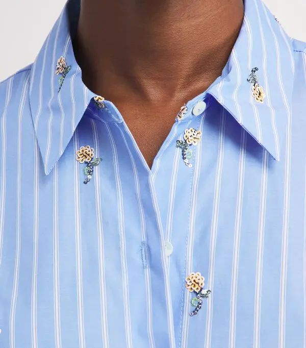 L'Agence Sequinned Floral Stripe Shirt