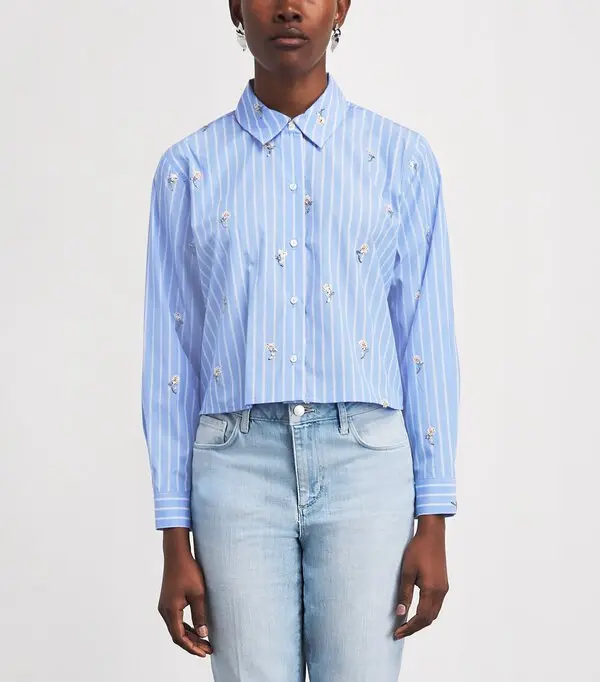 L'Agence Sequinned Floral Stripe Shirt