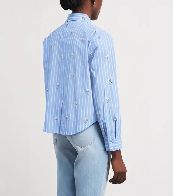 L'Agence Sequinned Floral Stripe Shirt