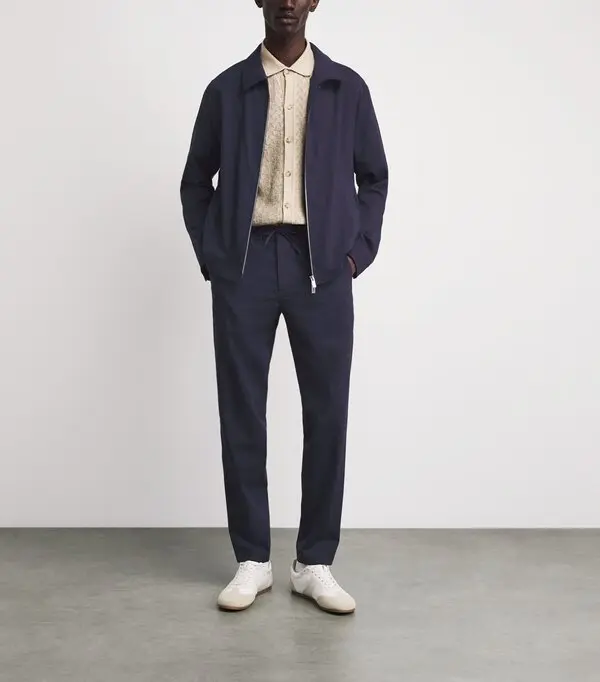 BOSS Elst Slim Fit Wool-blend Trousers With Drawstring Waist