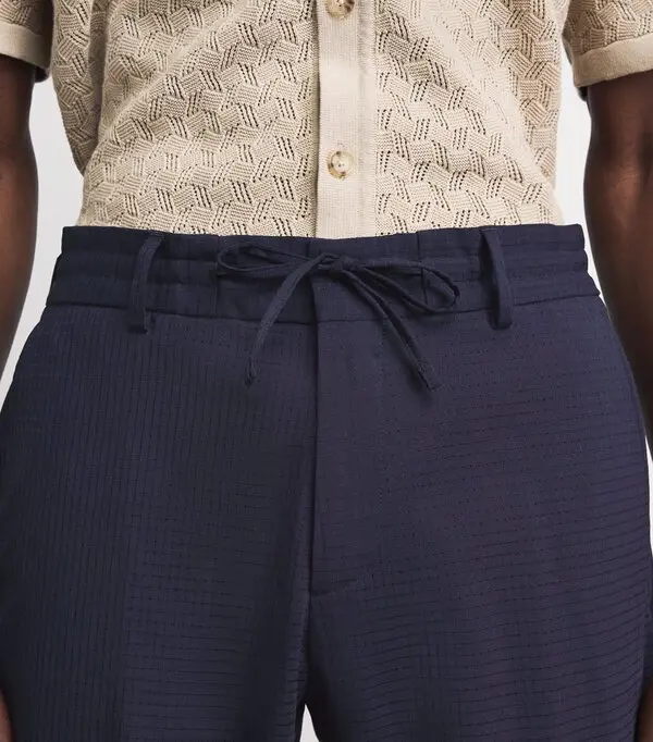 BOSS Elst Slim Fit Wool-blend Trousers With Drawstring Waist