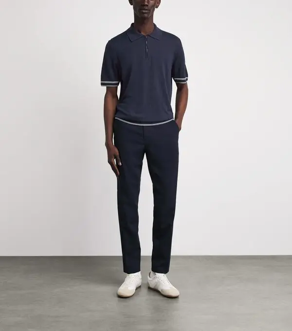 BOSS Linen-blend Zip-up Polo Shirt