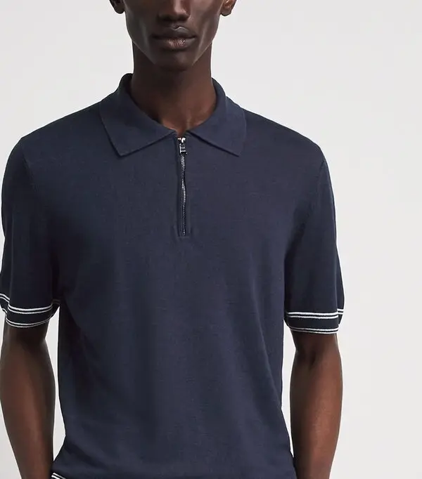 BOSS Linen-blend Zip-up Polo Shirt