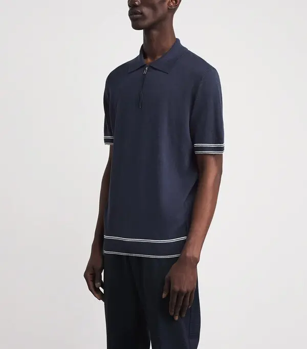 BOSS Linen-blend Zip-up Polo Shirt