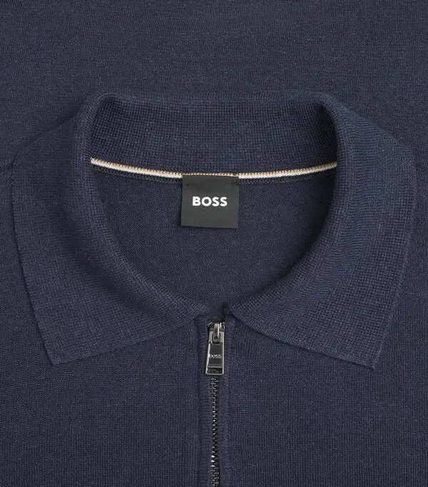 BOSS Linen-blend Zip-up Polo Shirt