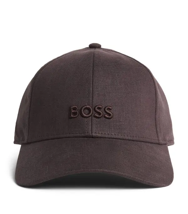 BOSS Linen Logo Cap - Brown