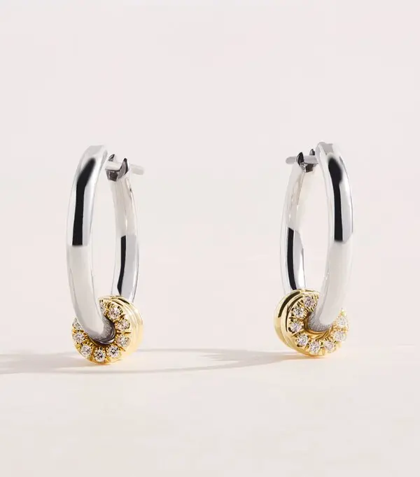 SPINELLI KILCOLLIN Sterling Yellow Gold And Diamond Ara Deux Hoop Earrings - Silver