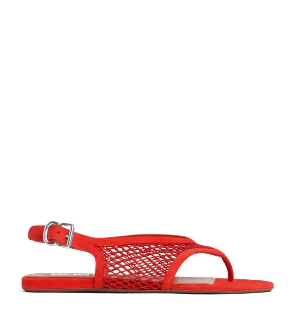 Alaïa Suede Fishnet Thong Sandals