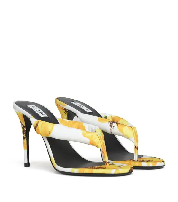 Alaïa Floral Thong Stiletto Heeled Mules - White