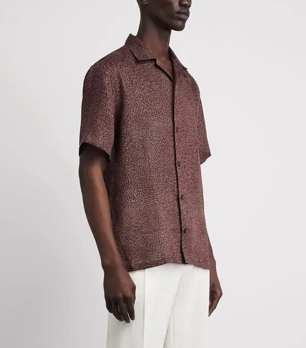 Brioni Linen Short-sleeve Flecked Shirt - Brown