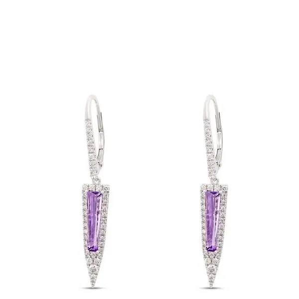 Benbridge Amethyst And Diamond Drop Earrings, 14k White Gold,wg|ee10609am - Purple