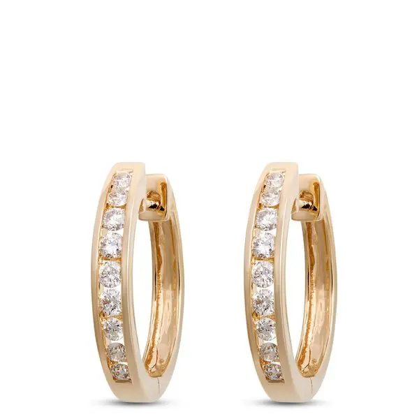 Benbridge 16mm Channel Set Diamond Hoops, 14k Yellow Gold,yg |jw1635-rg14y - Near Colorless