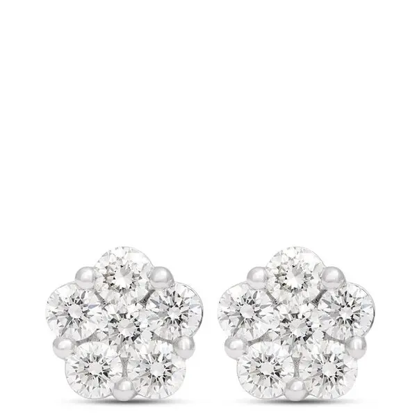 Benbridge Classic Floral Diamond Studs, 1 Carat, 14k White Gold,|ke28819-gwo - Wg