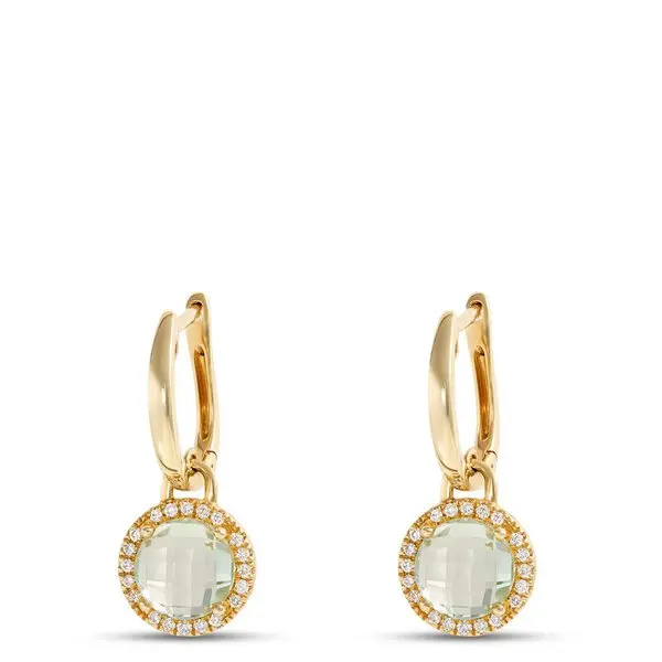 Benbridge 14k Yellow Gold Quartz And Diamond Dangle Earrings - Green