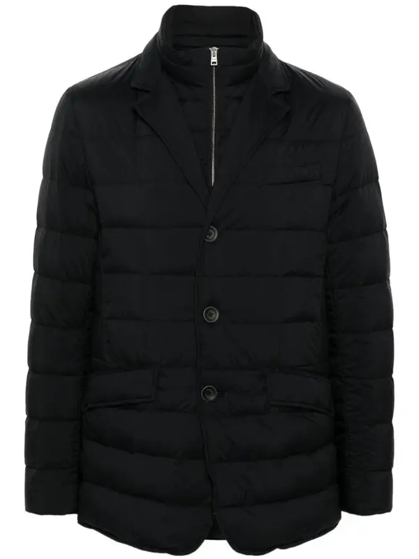 Herno Quilted Down Jacket With Notch Lapel - Black