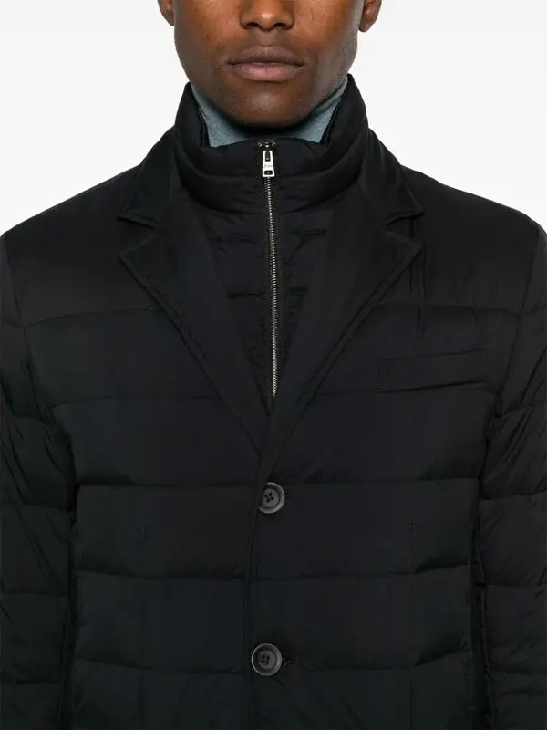 Herno Quilted Down Jacket With Notch Lapel - Black