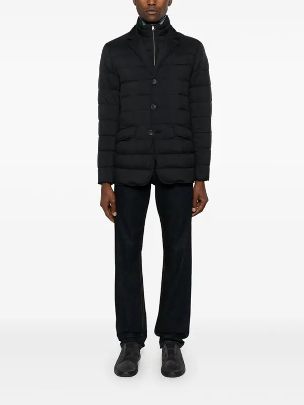Herno Quilted Down Jacket With Notch Lapel - Black