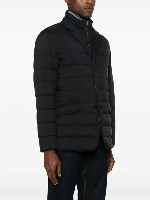 Herno Quilted Down Jacket With Notch Lapel - Black
