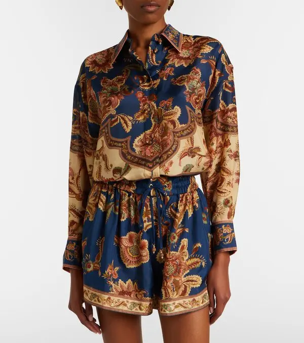 Zimmermann Aster Printed Silk Shirt - Multicoloured
