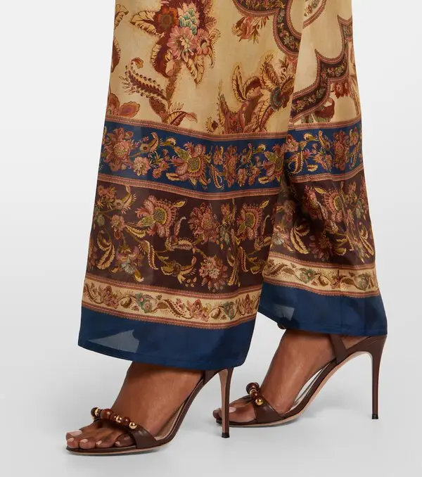 Zimmermann Aster Printed Silk Palazzo Pants