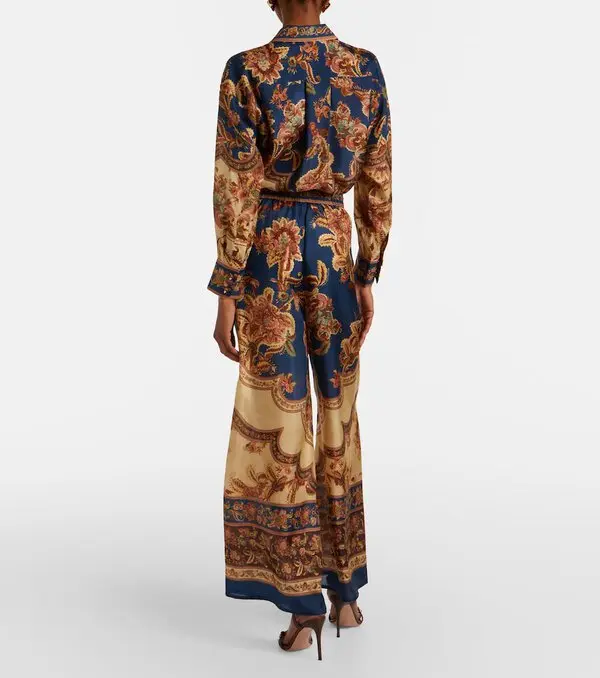 Zimmermann Aster Printed Silk Palazzo Pants