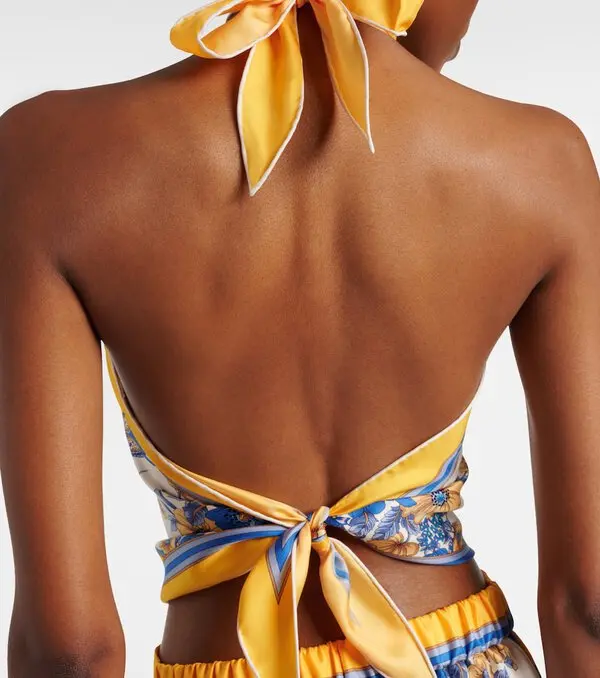 Gucci Printed Halterneck Silk Twill Top - Multicoloured