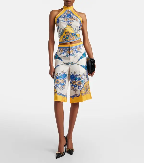 Gucci Printed Halterneck Silk Twill Top - Multicoloured