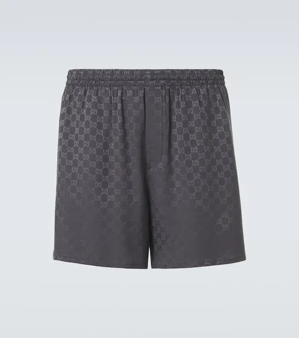 Gucci Gg Silk Jacquard Shorts - Grey