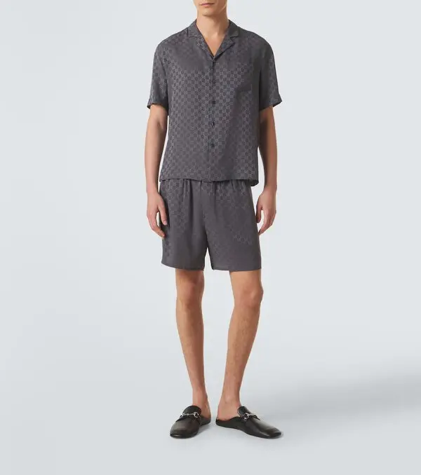 Gucci Gg Silk Jacquard Shorts - Grey