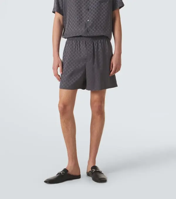Gucci Gg Silk Jacquard Shorts - Grey