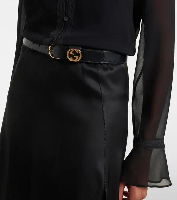 Gucci Interlocking G Leather Belt - Black