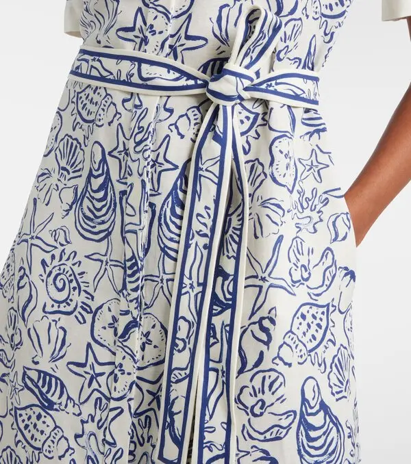 Simkhai Audria Printed Linen-blend Shirt Dress - White