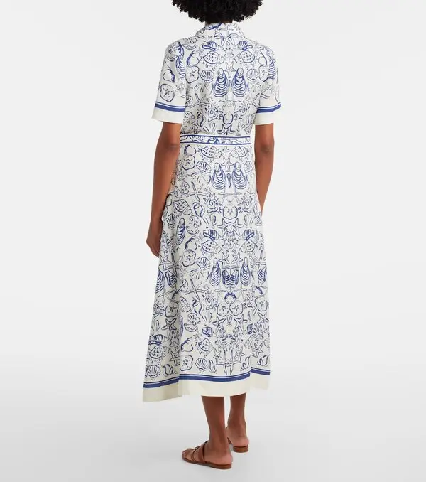 Simkhai Audria Printed Linen-blend Shirt Dress - White