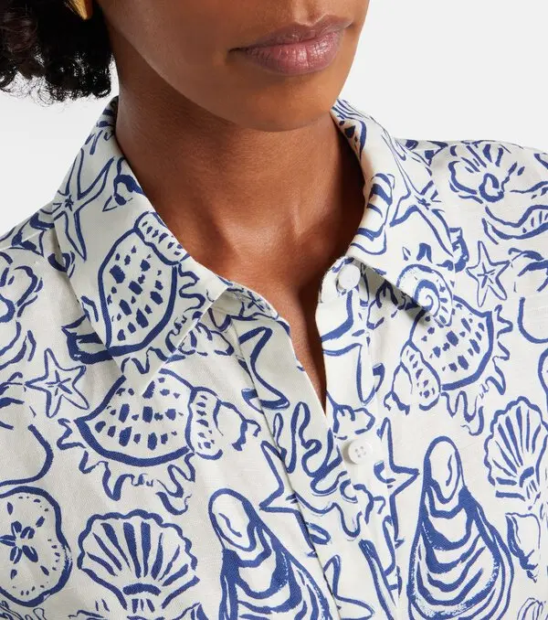 Simkhai Audria Printed Linen-blend Shirt Dress - White