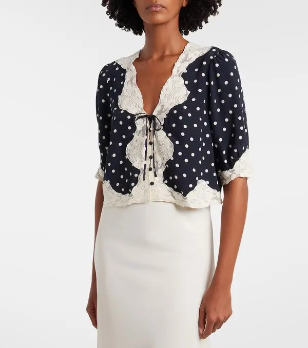 Rixo Ursula Polka-dot Crepe De Chine Top
