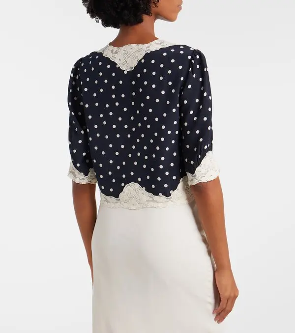 Rixo Ursula Polka-dot Crepe De Chine Top