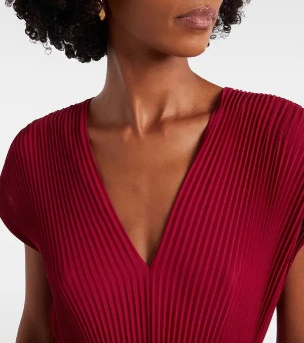 Max Mara Pleated Georgette Gown - Red