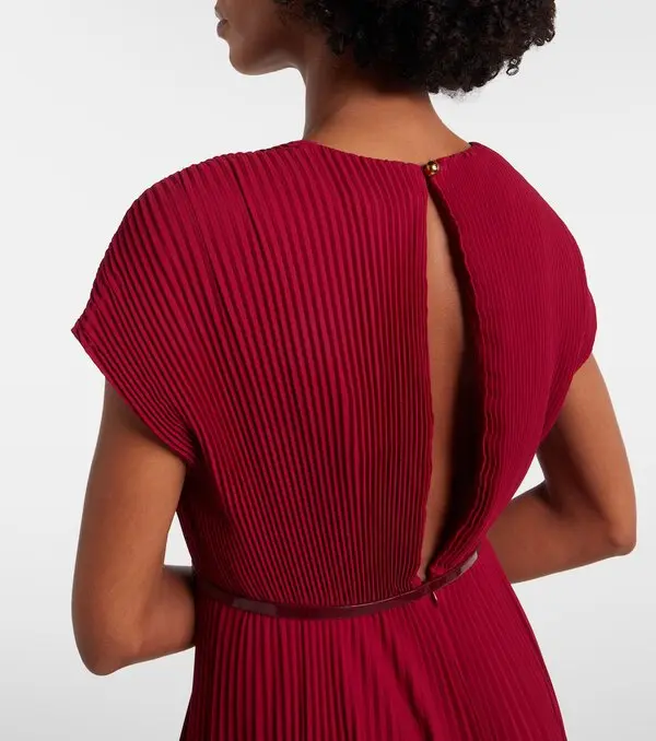 Max Mara Pleated Georgette Gown - Red