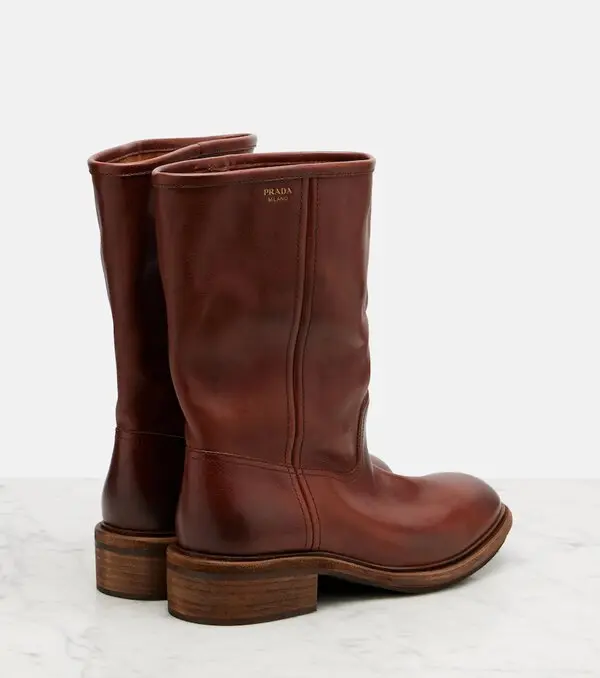 Prada Leather Mid-calf Boots