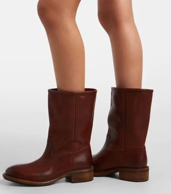 Prada Leather Mid-calf Boots