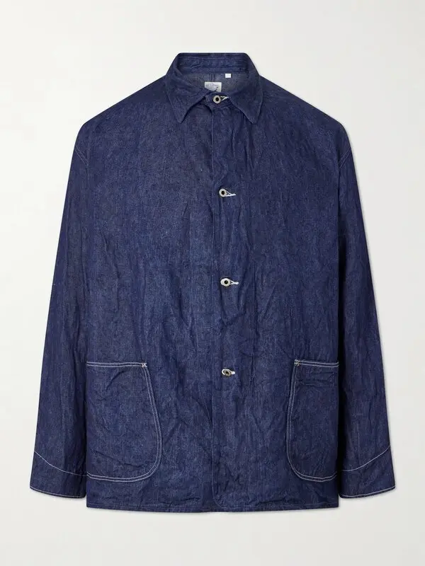 ORSLOW Linen Denim Chore Jacket - Blue