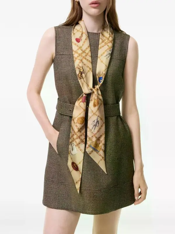 Burberry Skinny Check Charm Silk Scarf - Neutrals
