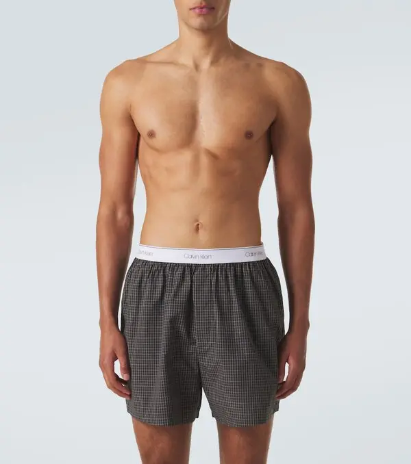Calvin Klein Owen Checked Cotton Boxer Briefs