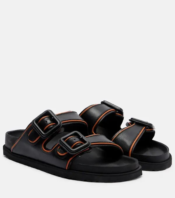 BIRKENSTOCK Arizona Leather Slides - Black