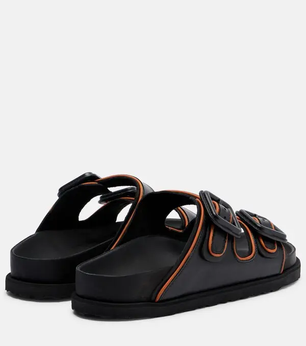 BIRKENSTOCK Arizona Leather Slides - Black