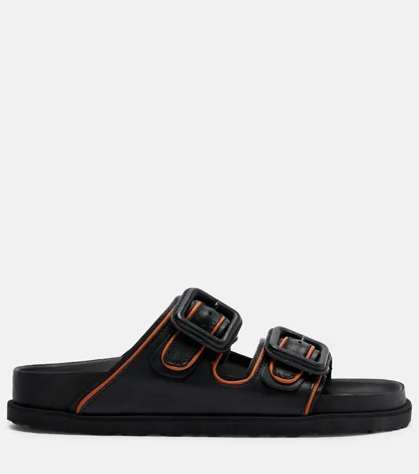 BIRKENSTOCK Arizona Leather Slides - Black