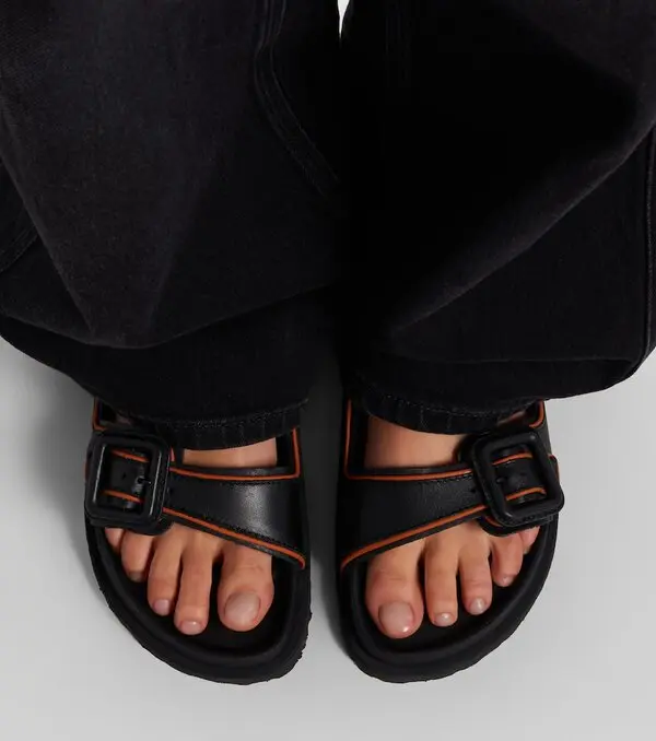 BIRKENSTOCK Arizona Leather Slides - Black