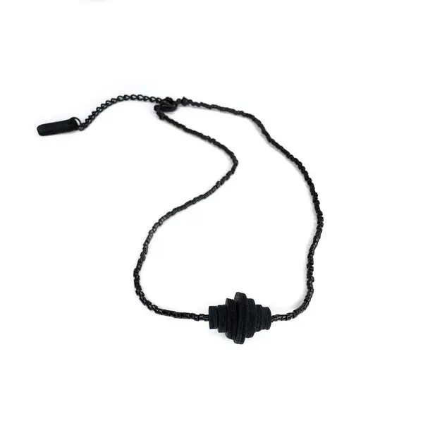 WAIWAI Beaded Leather Necklace - Black