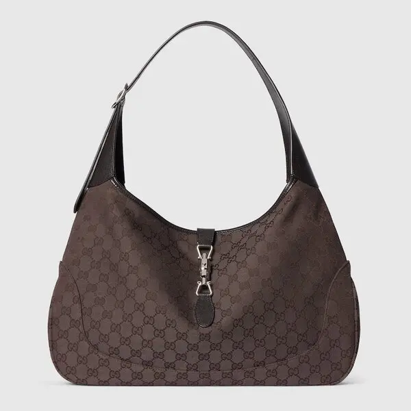 Gucci Jackie 1961 Large Crossbody Bag In Gg Canvas - Brown